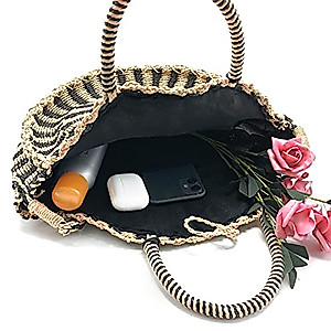 Straw Bag Hand Weave Straw Crossbody Bags For Women Circle Handle Tote Handbag Beach Bags for Womens Large Summer Weave Shoulder Bags Natural