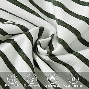 CARETOO Newborn Baby Boy Clothes,Infant Boy Romper Fall Winter Outfits Bodysuit 2Pcs Striped Long Sleeve Top Overalls 0-18M(Green 3-6M)