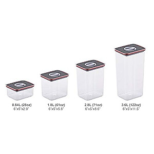 Neoflam Airtight Smart Seal Food Storage Container (Set of 3, Rectangle) | Crystal Clear Body | Modular, Stackable, Nestable Design | Easy to Clean, BPA Free (2.7 L, 91 oz)