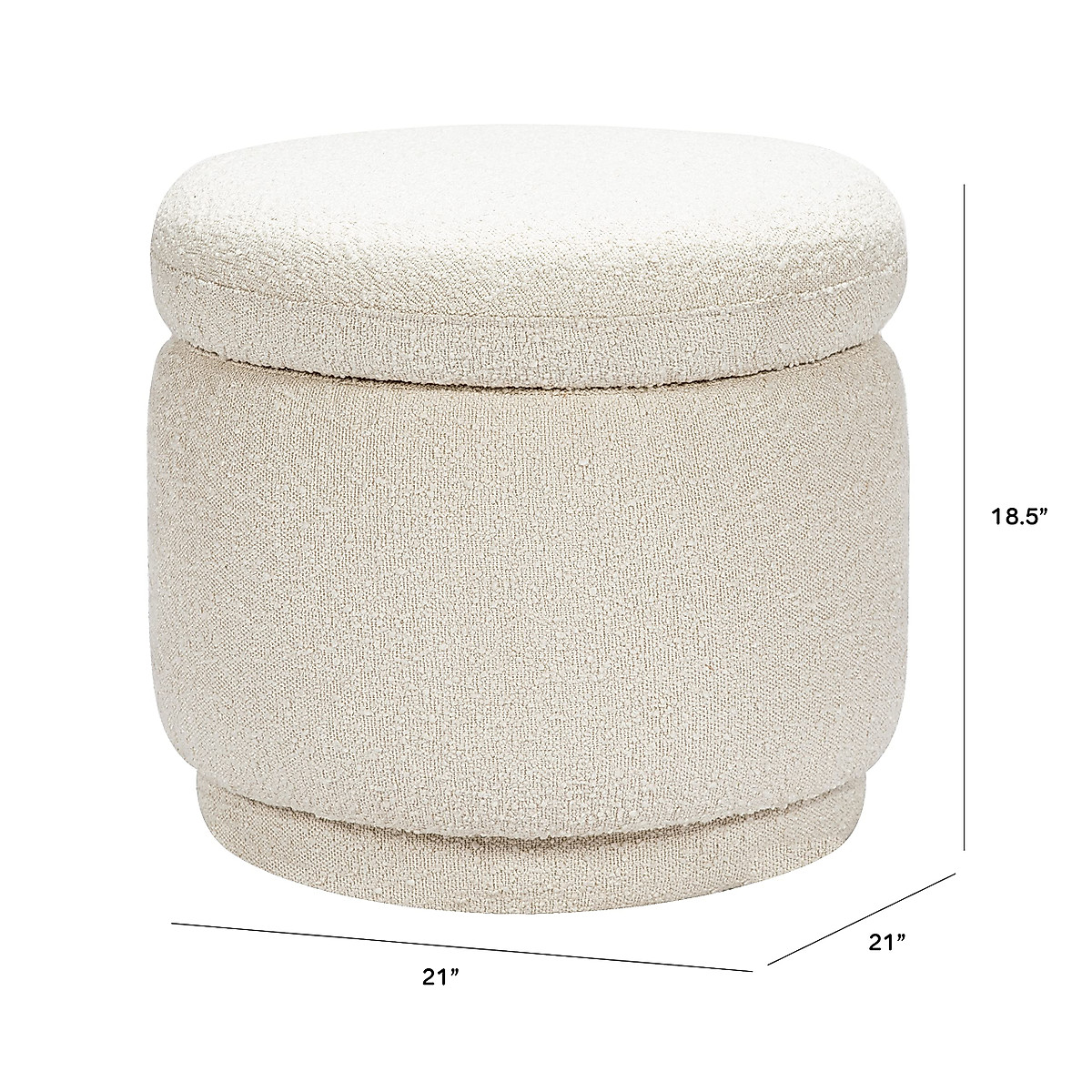 Babyletto Enoki Storage Ottoman in Ivory Boucle, Greenguard Gold and CertiPUR-US Certified