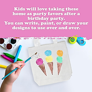 Podzly 12 DIY Blank Mini Canvas Tote Bags - 8"x 8" x 1 1/2" Tote Bag, Perfect for Arts, Crafts and Goodie Bags - Write, Paint, or Draw your Designs and Decorate to use as Mini Travel and Gift Bag