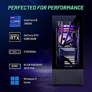 Skytech Gaming Azure Gaming PC Desktop – Intel Core i9 13900K 3.0 GHz, NVIDIA RTX 4090, 2TB NVME Gen4 SSD, 64GB DDR5 RAM RGB, 1000W Gold PCIE 5.0 PSU, 360mm AIO, 11AC Wi-Fi, Windows 11 Home 64-bit