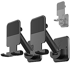 MLUOVI Wall Mount Phone Holder 2PCS Phone Wall Mount, Extendable Adjustable Cellphone Stand for Desk Mirror Bathroom Kitchen Bedroom Office Compatible with All Phone or Mini Pad (Black)