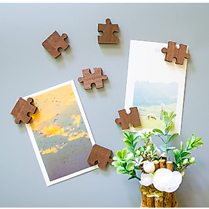 Wooden Puzzle Refrigerator Magnets, 24 PCS Natural Walnut Fridge Magnets, Strong Magnets for Fridge, Whiteboard, Kitchen, Office, and School, Locker(1.2in x 1.8in x 0.24in)