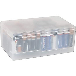 Battery Storage Caddy | Organize Multi Sized Spare Batteries | See-Through Plastic Container (1)