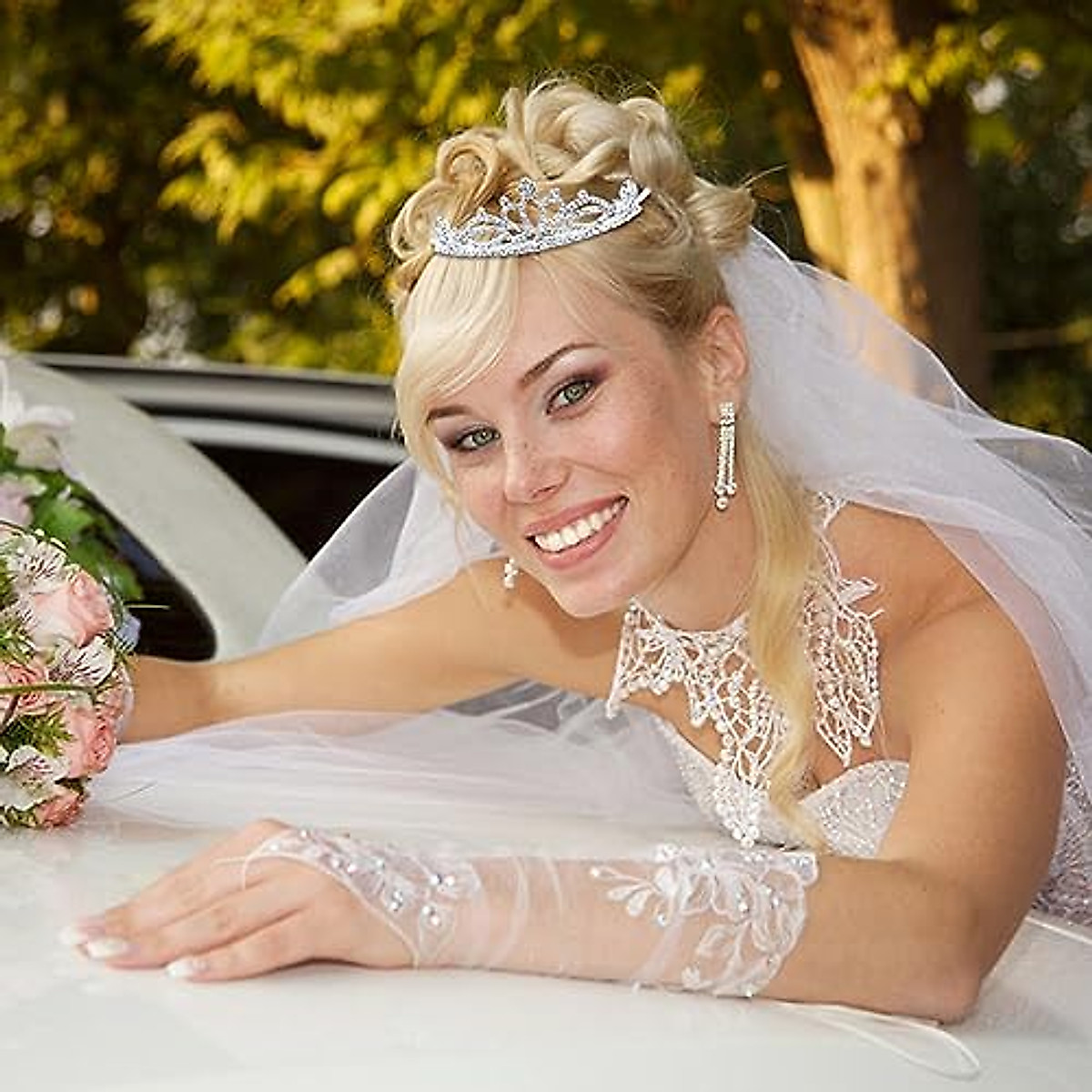 inSowni 6 Pack Decorative Sparkling Rhinestone Silver Metal Crown Headbands Tiaras Wedding Bridal Birthday Party Prom Headpieces Hair Accessories for Women Flower Girls Teens Kids (12pcs Silicone Cover for Comfort Wear Included)