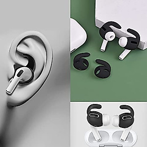 Micro Traders 3 Pairs of Silicone Ear Hooks Compatible with AirPods Pro 2019 Headphone Anti-Slip Secure Holder Protector Covers Headset Anti-Lost Accessories Black