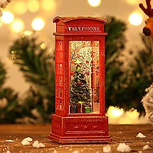 Airshi Snow Globe Lantern, 3PCS LR44 Button Battery Telephone Booth Designed PC Christmas Decorations for KTV (Christmas Tree)