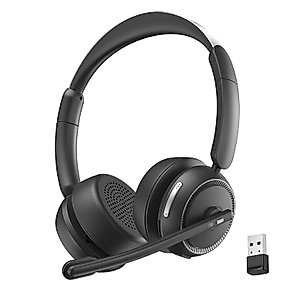 Dytole Wireless Headset with Microphone for PC, Bluetooth Headset with Noise Canceling Microphone & HI-FI Stereo Sound, USB Wireless Headset for Laptop, 65 Hrs Working Time, Work from Home/Open Office