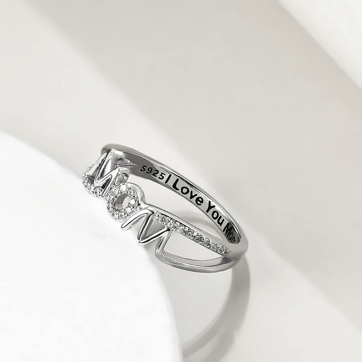 YFN Mom Rings 925 Sterling Silver Mom Rings Mothers Ring Women Jewelry Gifts for Mum