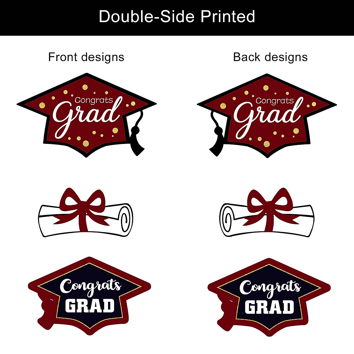 Maroon and Gold Graduation Decorations Set of 24 Class of 2025 Table Decor Congrats Grad Party Centerpiece Sticks Table Toppers Graduation Party Supplies