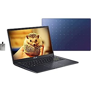 ASUS 2022 14" HD Laptop, Intel Celeron N4020 Processor, 4GB RAM, 64GB eMMC, Webcam, Intel HD Graphics 500, Bluetooth, Windows 11 Home, Peacock Blue, 128GB SnowBell USB Card