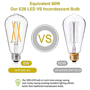 Ascher LED Edison Bulbs with 95+ CRI, 2700K