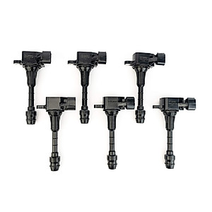 Ignition Coil Pack Set of 6 - Compatible with Infiniti FX35, G35, M35 & Nissan 350Z Vehicles - Replaces 22448-AL61C, UF401, IGC0007, 6734025, 22448AL615 - Year Models 2000-2008 - 3.5L V6 Coils