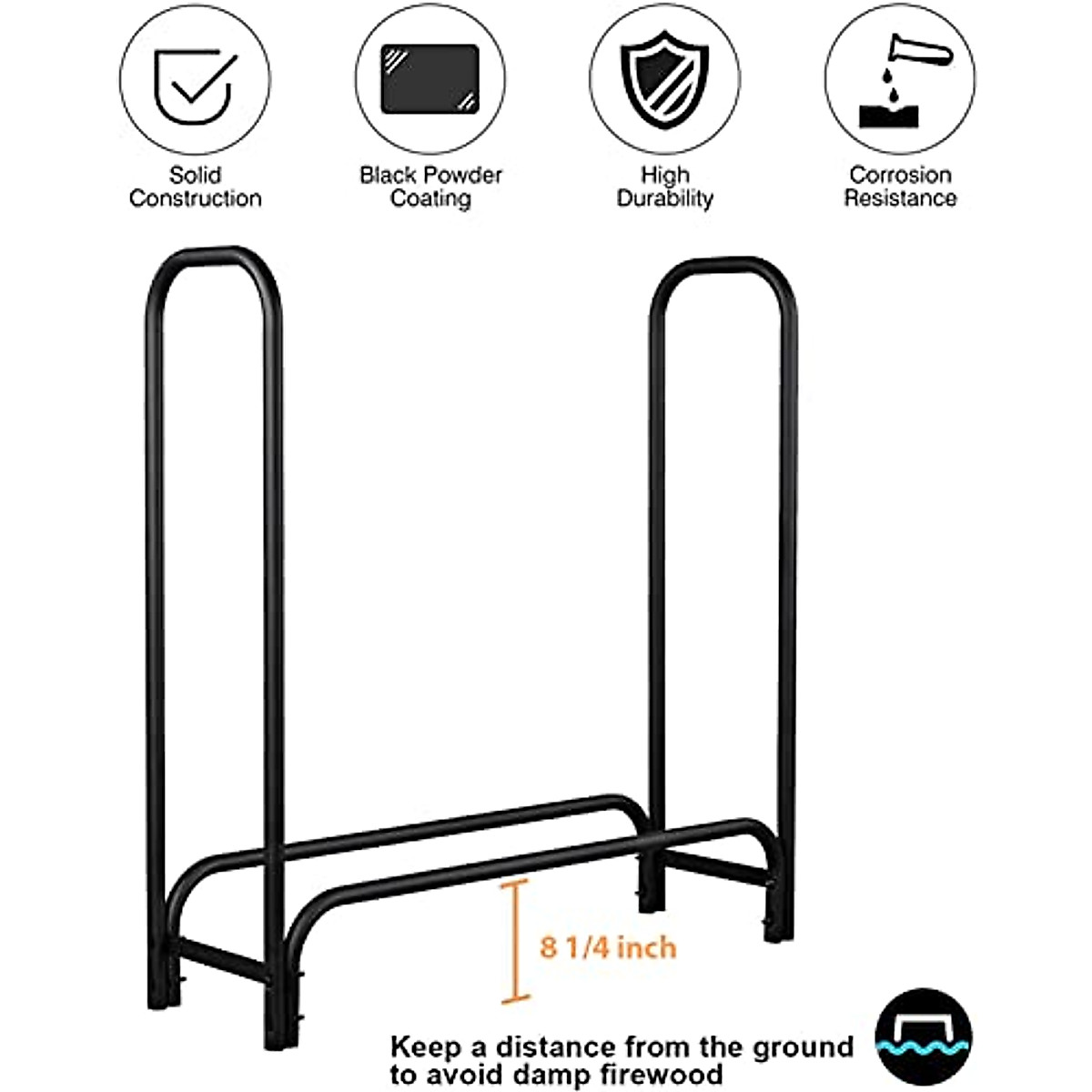 GASPRO 4FT Firewood Rack Outdoor with Cover, Includes Thickened & Widened Rungs, Heavy Duty Log Rack Wood Holder, Easy to Assemble