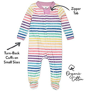 HonestBaby unisex baby Organic Cotton Footed & Play Pajamas and Toddler Sleepers, Rainbow Stripe, Newborn US