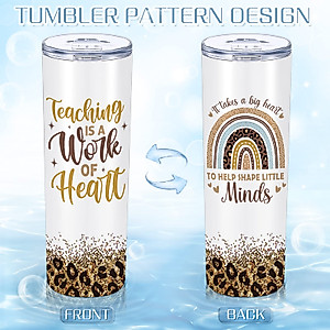 Gerrii 3 Pcs Teacher Appreciation Gifts in Bulk for Women Stocking Stuffers Gifts Tumbler Keychain Makeup Bag Set(A)