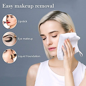 SINLAND Microfiber Face Cloths Reusable Makeup Remover Washcloths Super Soft and Absorbent Fingertip Face Towels for Sensitive Skin Women 12 x 12 Inch 3 Pack White