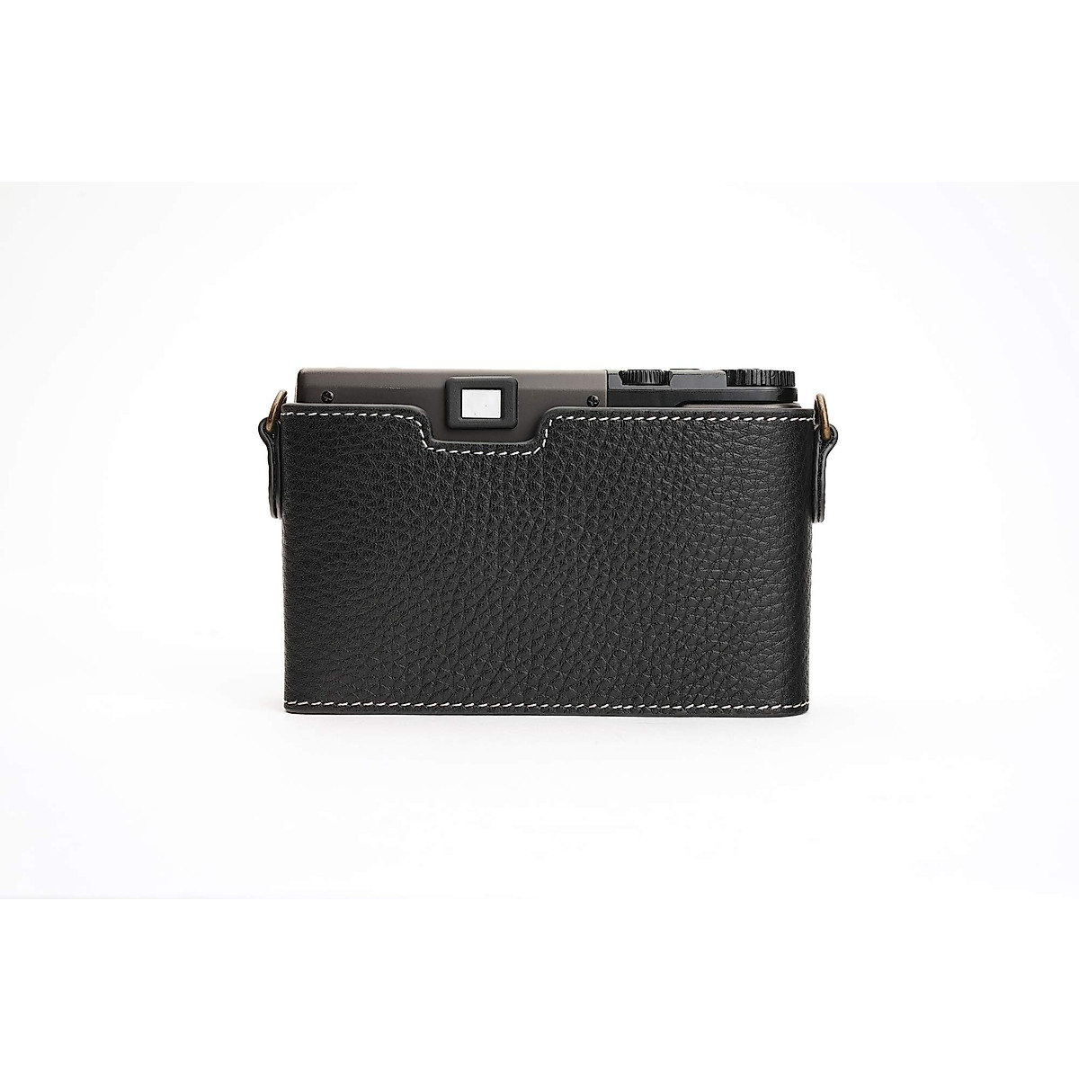 Contax T3 Case, BolinUS Handmade Genuine Real Leather Half Camera Case Bag Cover for Contax T3 Camera with Hand Strap (Black)