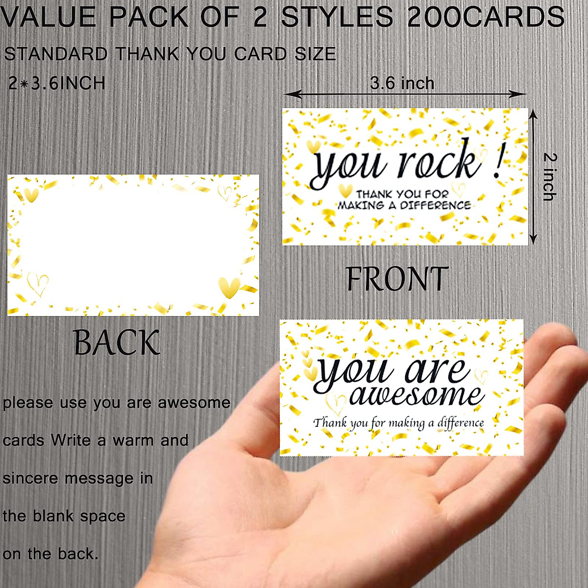 JINMIKEJI 200 Pieces You Are Awesome Cards Colorful Thank You For Making a Difference Cards Thank You Note Cards Appreciation Insert Greeting Card for Staff Teacher Employee Doctor Volunteer