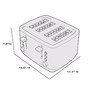 GE Stainless Steel 4 Slice Toaster | Extra Wide Slots for Bagels, Breads, Waffles & More | 7 Shade Options | Countertop Kitchen Essentials | 1500 watt