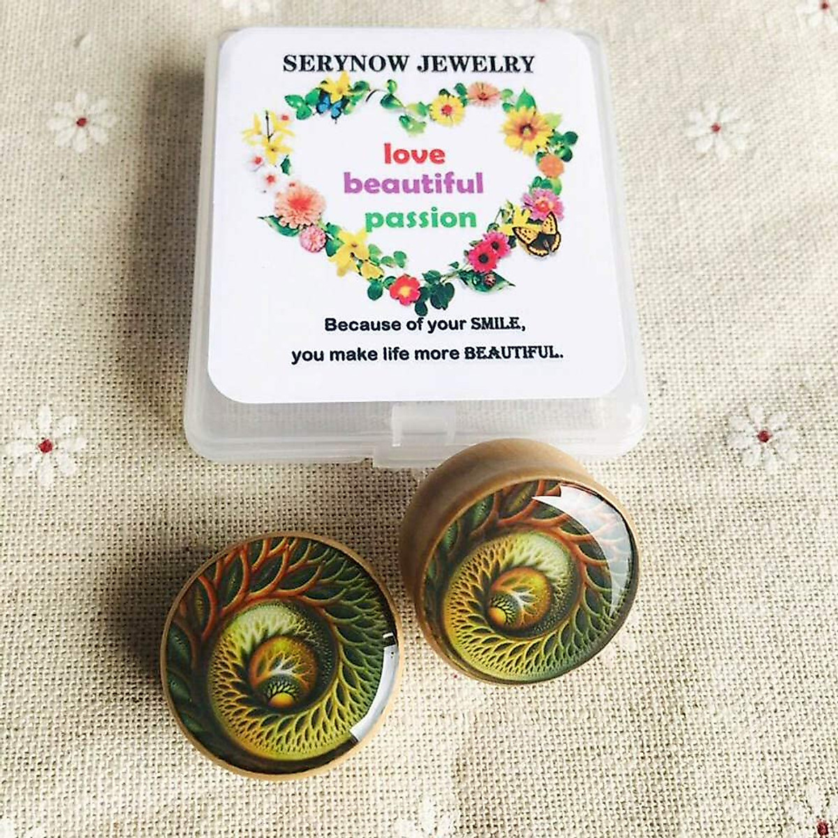 SERYNOW Wood Ear Gauges Plugs And Tunnels 8mm-25m Ear Stretcher Expander Saddle Plug Piercing Jewelry (00g (10mm))