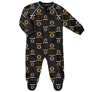 Outerstuff Newborn Boston Bruins Logo Print Raglan Romper - Size 6-9 Months Black