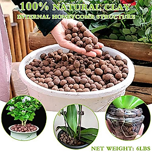 Halatool 6 LB Organic Clay Pebbles 4mm-16mm Leca for Plants 100% Natural Hydroton Clay Pebbles for Hydroponic Growing Gardening Orchids Drainage Decoration Aquaponics