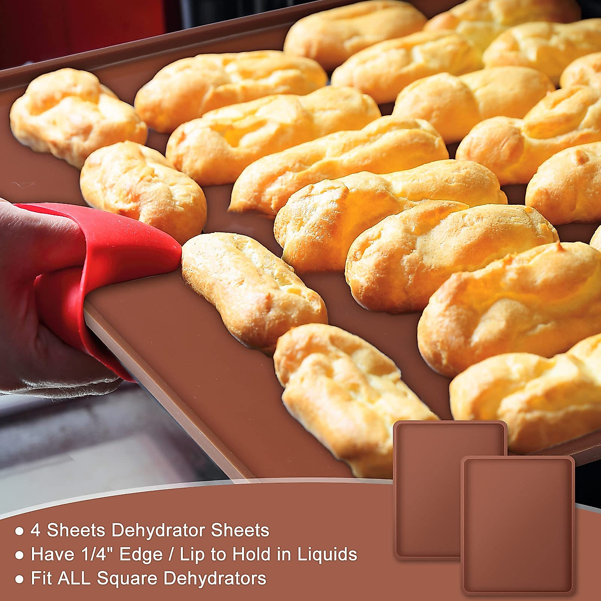 8 Pcs Silicone Dehydrator Mats 10 Pcs Mesh Screen Dehydrator Sheets Nonstick Reusable Fruit Dryer Trays for Jerky Fruit Herbs Flax Crackers Crust Tray