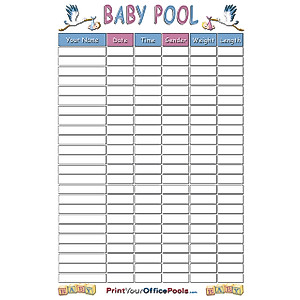 Zieglerworld 22 x 34 Baby Birth Pregnancy Due Date Prediction Game Poster - Great for Baby Showers - Reusable & Erasable