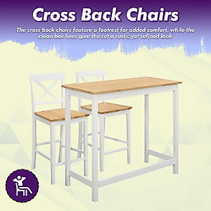 Kings Brand Furniture - 3 Piece Dining Table Set, Counter-Height Bar Breakfast Table with 2 Stools for Living Room Kitchen Small Space Apartment - White