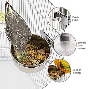 3PCS Bird Feeder for Cage Parakeets Food Feeder with 3 Different Size, Bird Feeding Dish Stainless Steel Bird Bowl Parrot Feeding Cups Animal Cage Water Food Bowl for Parrot