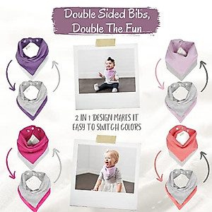 Cooper & Belle Baby Bandana Bibs 100% Cotton Muslin Baby Bibs for Boys and Girls, Reversible and Absorbent Drool Bibs, 4-Pack, Blush