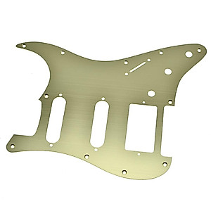 Dopro 11-Hole Aluminum Anodized Modern Style Strat HSS Guitar Pickguard Scratch Plate Fits American/Mexican Fender Gold