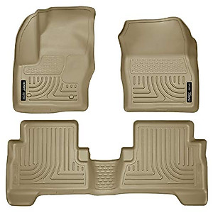 Husky Liners Weatherbeater Floor Mats | Fits 2013 - 2019 Ford Escape; 2013 - 2018 Ford C-Max | Front & 2nd Row, 3-pc Tan - 99743
