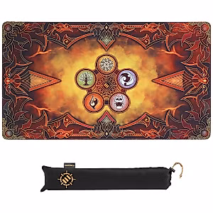 ENHANCE TCG Playmat - Tabletop Card Playmat with Stitched Edges, Smooth Surface, and Drawstring Travel Pouch - Compatible with MTG, YuGiOh, Pokemon, Lord of The Rings, and Other TCG and LCG - Flames