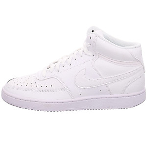 Nike Women's Court Vision Mid Sneaker, White/White-White, 9 Regular US