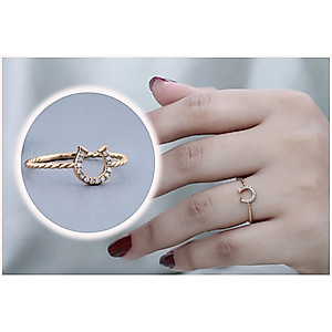 Dazzlingrock Collection 0.07 Carat (ctw) Round White Diamond Horse Shoe Twisted Rope Shank Ring for Her in 10K Rose Gold Size 7