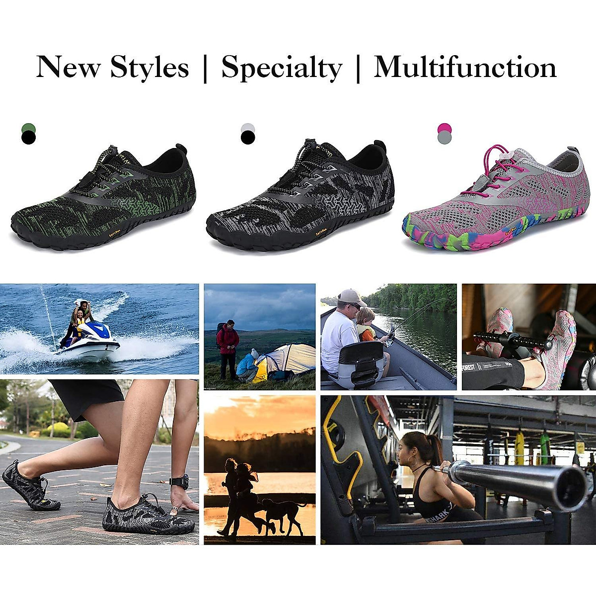 Womens Barefoot Gym Running Walking Trail Beach Hiking Water Shoes Aqua Sports Pool Surf Waterfall Climbing Quick Dry Grey/Pink