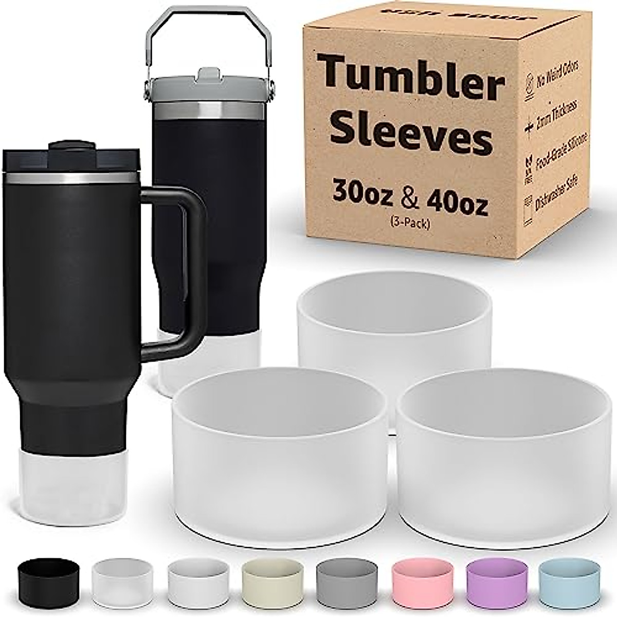 Jmoe USA Boot Sleeves for Stanley 40oz Adventure Quencher H2.0 & 20oz & 30oz IceFlow Tumblers | Protects Against Dents & Scratches | Protector for Bottom of Cup | BPA Free Silicone
