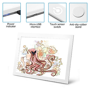 A4 Dimmable Brightness LED Artcraft Light Box Tracer Slim Light Pad Portable Tablet, ME456 USB Power Cable Copy Drawing Board Tracing Table for Artists Designing, Animation, Sketching (White)