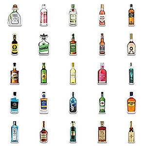 Food Stickers - 50 Pcs Candy Biscuit Coffee Ice Cream Stickers,Vinyl Waterproof DIY Decorations for Laptop Water Botter Guitar,Cocktail Beer Toast Supplies,Lollipop Vegetable Decor for Teens Adults (Alcohol stickers)