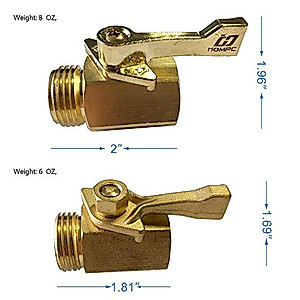 HQMPC Super Heavy Duty 3/4" Brass Shut Off Valve Garden Hose Shut Off Valve Garden Hose Connector 1 PC