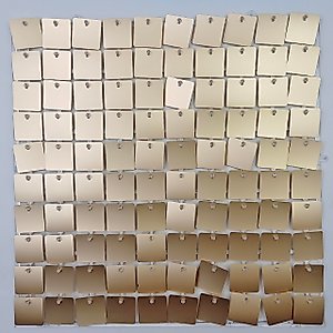 Rehoodeco Matt Gold Shimmer Wall Backdrop 50PCS Square Sequin Backdrop Decoration Panels, Photo Backdrops for Birthday Anniversary Wedding Engagement Party Decoration 3D Wallpaper (MattGold3)