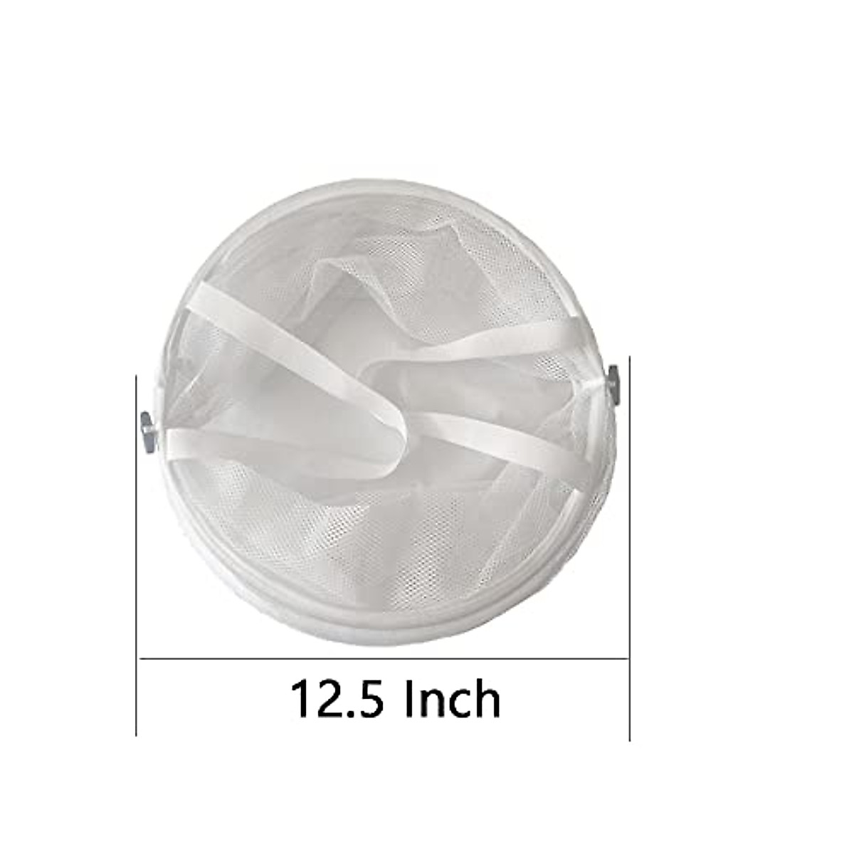 Qtopun Mesh Popup Laundry Hamper With Cover, Foldable Portable Cylindrical Dirty Clothes Basket for Bedroom, Kids Room, College Dormitory and Travel — White