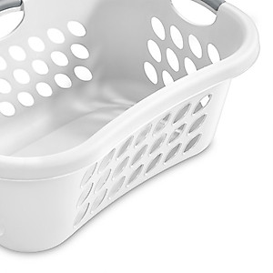 Sterilite 12108006 1.25 Bushel/44 Liter Ultra Hip Hold Laundry Basket, White Basket w/ Titanium Inserts, 6-Pack