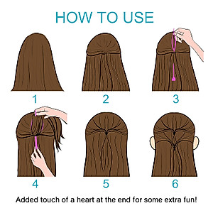 Hoyols Quick Hair Beader for Loading Beads Braid Stringer Hair Beading Tools Kit Ponytail Maker Styling Magic Topsy Tail for Kids Girls Colorful (12pcs Multi Color)