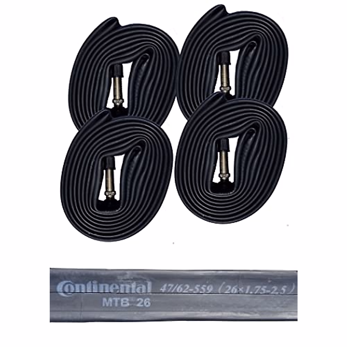 4 Pack - Continental MTB Bike Tubes, 26" x 1.75-2.50, 42mm Steel Schrader Valve.