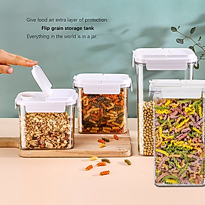 NBILIC Cereal Storage Container Set (Flip Top) BPA Free PET Plastic Material, Reusable, Pantry Organizer, Food Portion Container (Set of 4 2 Large 2 Small) Repeatable