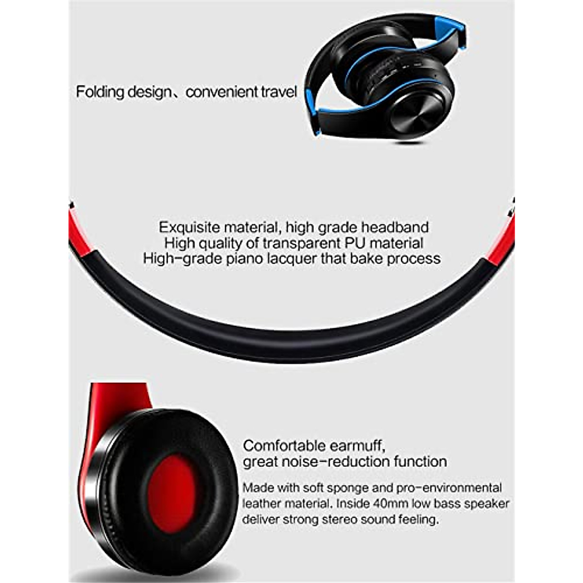 Lmminer Wireless On-Ear Bluetooth 5.0 Headphones, Foldable Sport HiFi Stereo Sound Headset with Microphone Noise Canceling, Hi-Res Audio, 10 Hours Playtime,Green